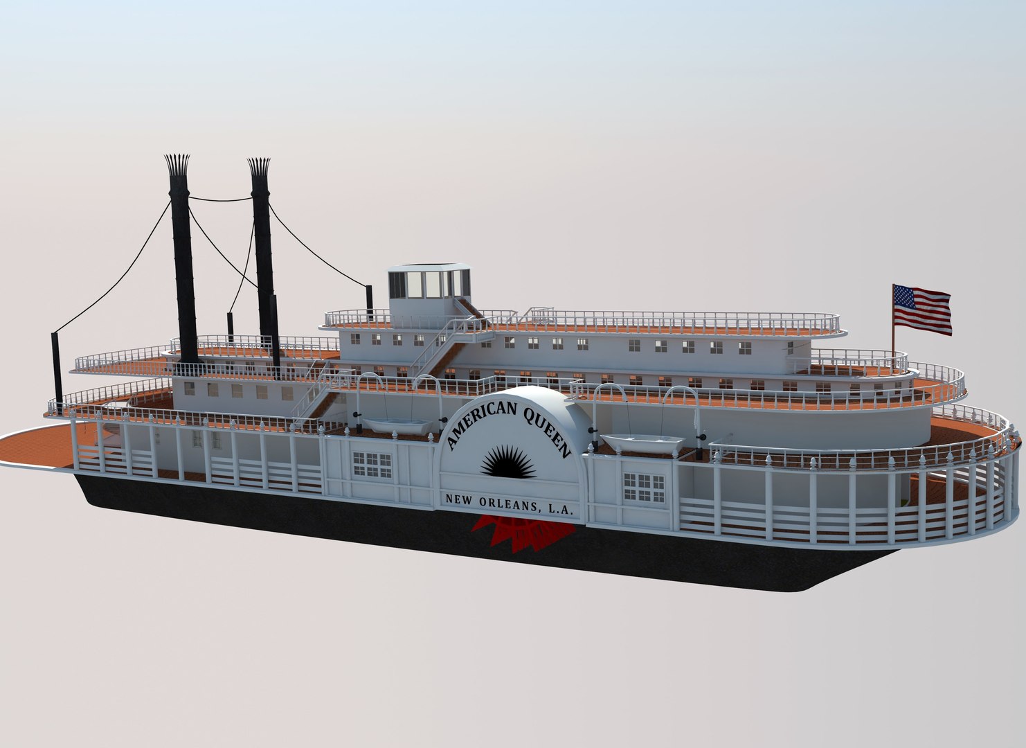 historic paddle river boat 3d model
