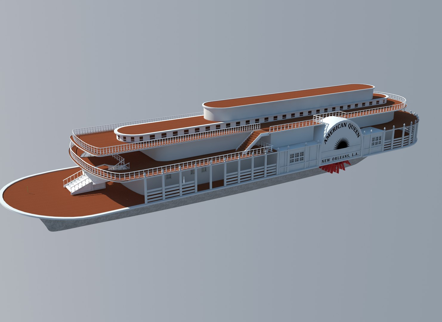 historic paddle river boat 3d model