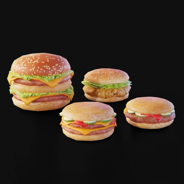 modelo 3d Burger fast food pack meat bun cheese - TurboSquid 2113713