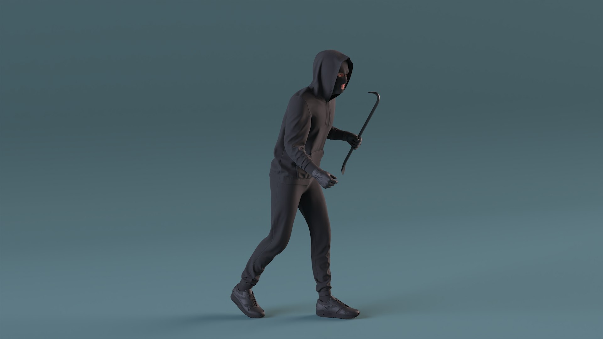 3D Hooded Thief Figure Stealth Pose - TurboSquid 2328264