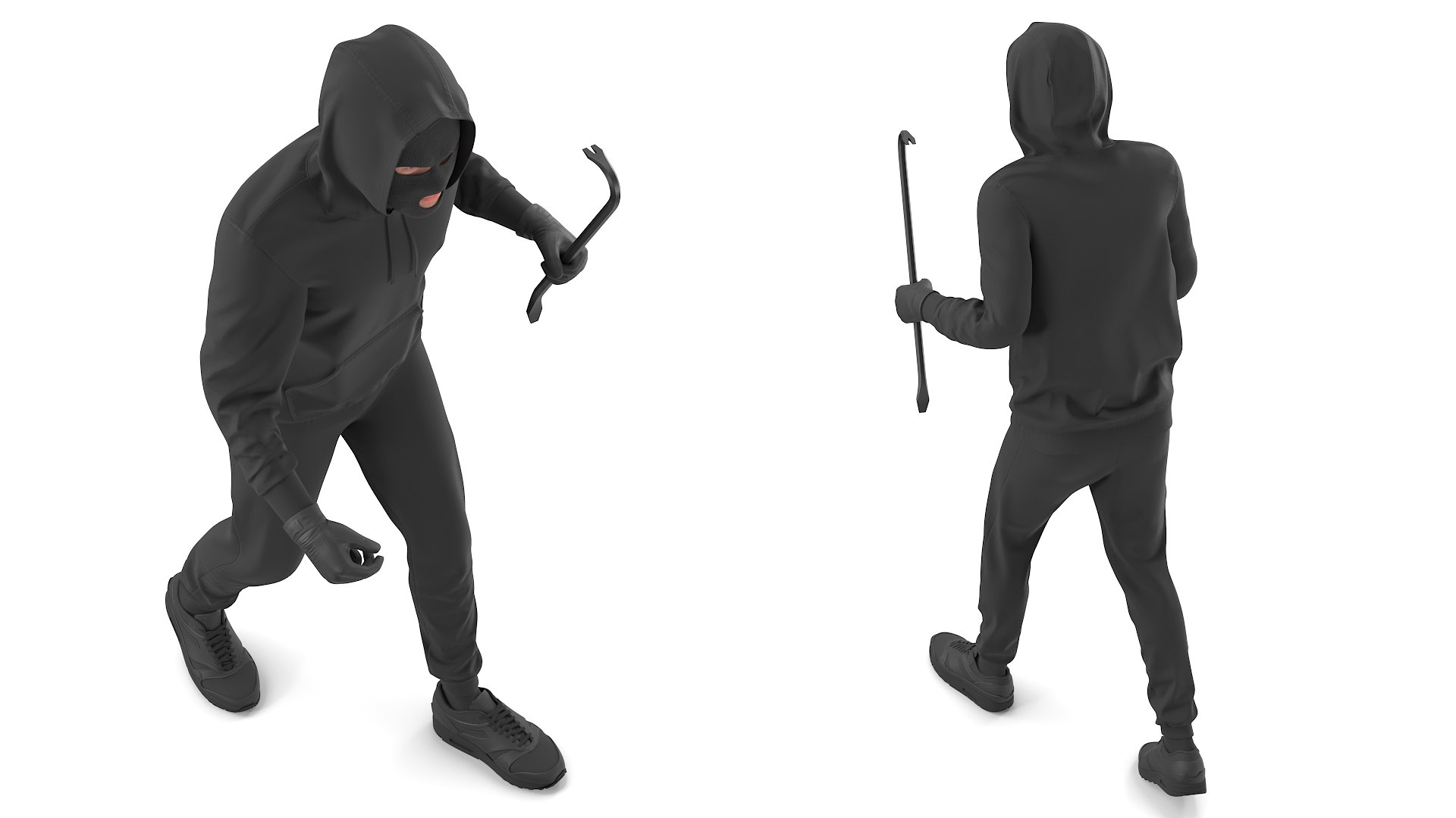 3D Hooded Thief Figure Stealth Pose - TurboSquid 2328264