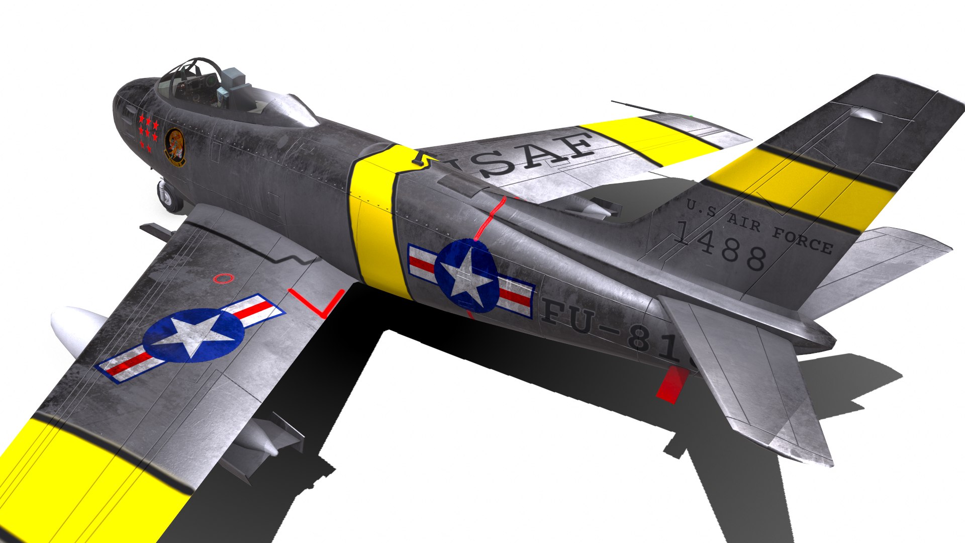3D North American F-86 Sabre Low-poly PBR Model - TurboSquid 1867885