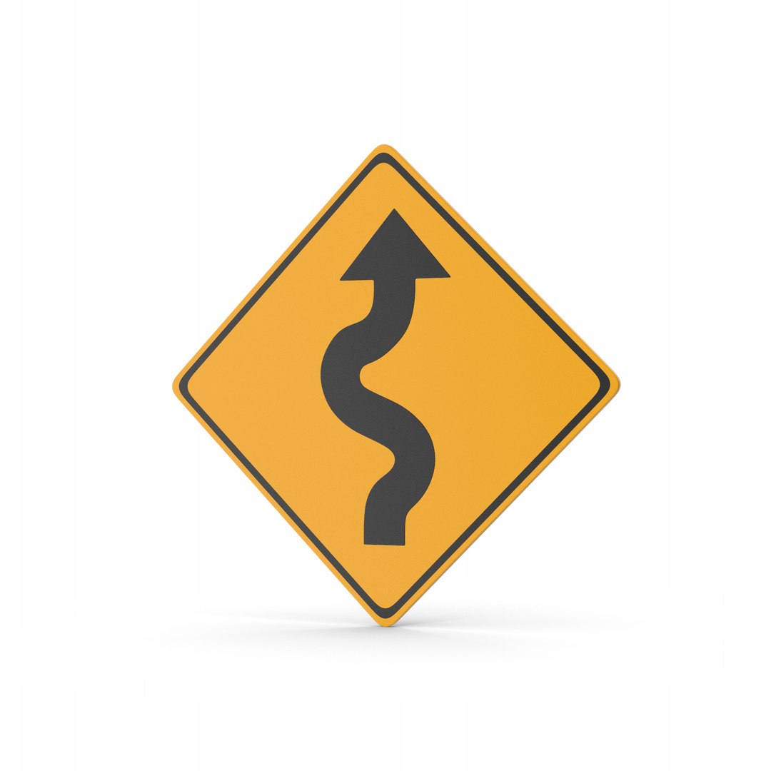 Winding Road Sign 3D Model - TurboSquid 2045641