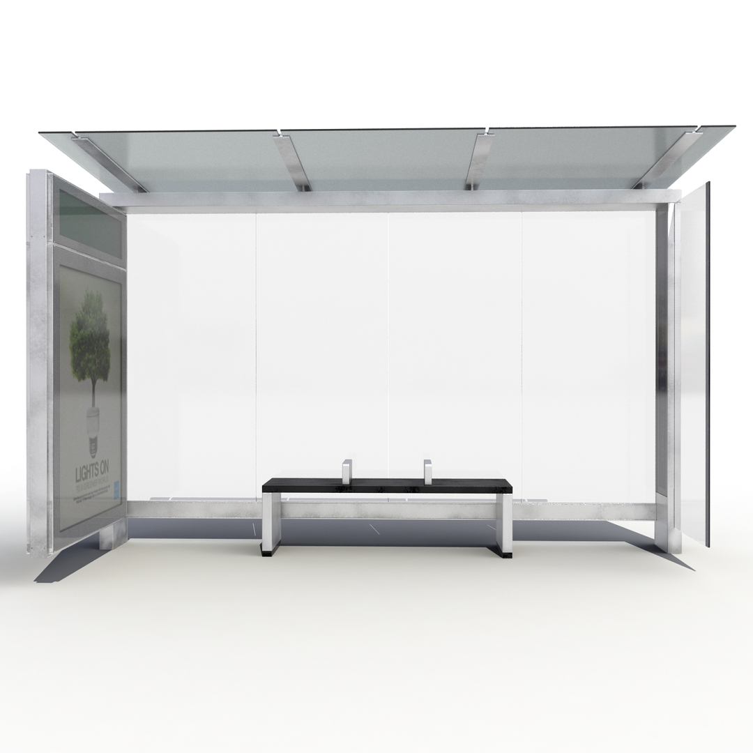 3D Model Bus Stop With Elderly Lady Collection - TurboSquid 1893071