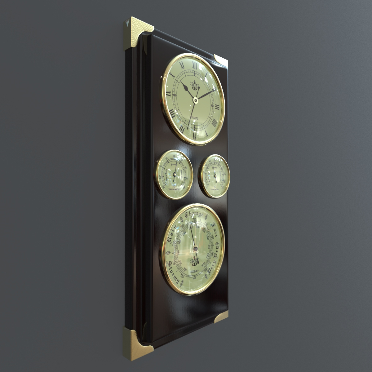 3D barometer clock station model - TurboSquid 1338564