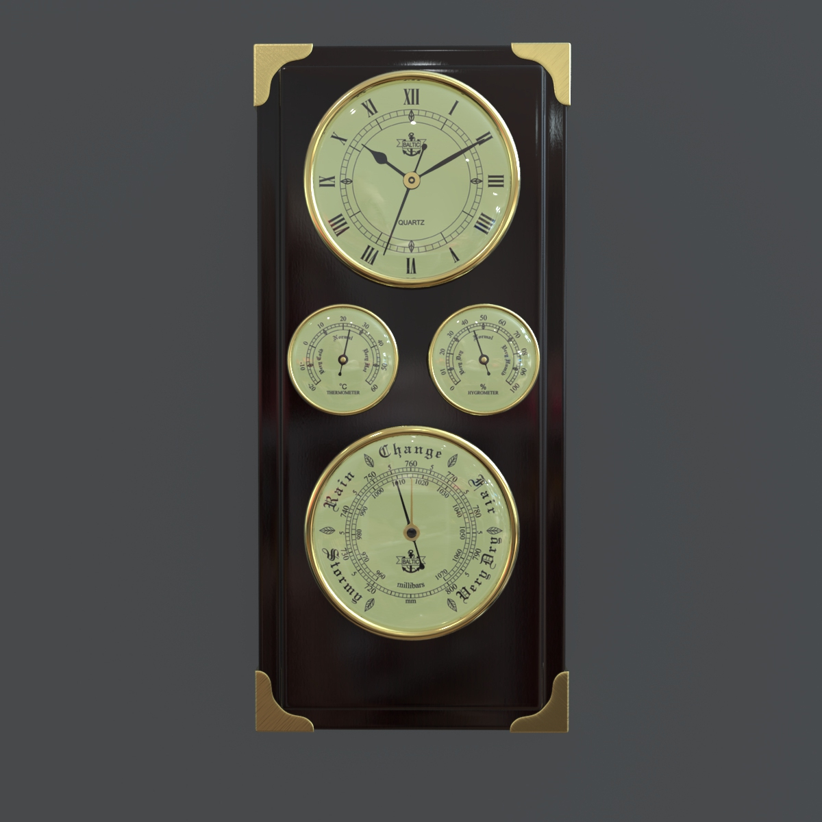 3D barometer clock station model - TurboSquid 1338564