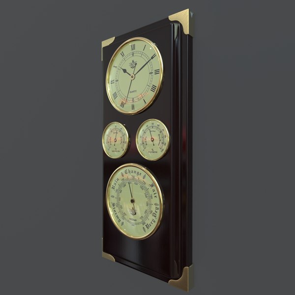 3D barometer clock station model - TurboSquid 1338564