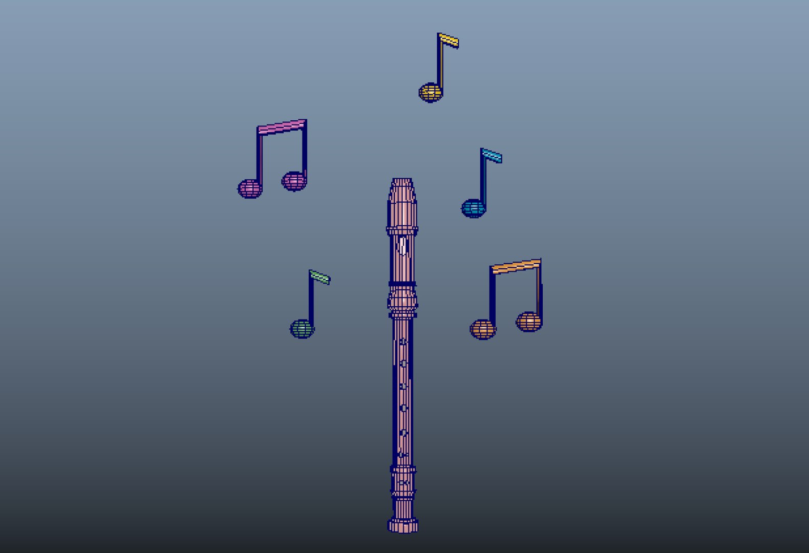 3D Flute With Notes Model - TurboSquid 1715691