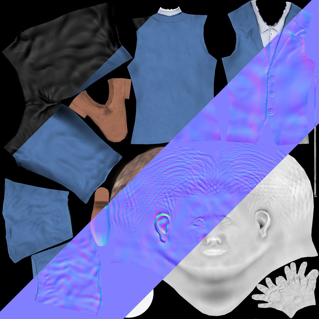 3d Man Suit Rigged Model