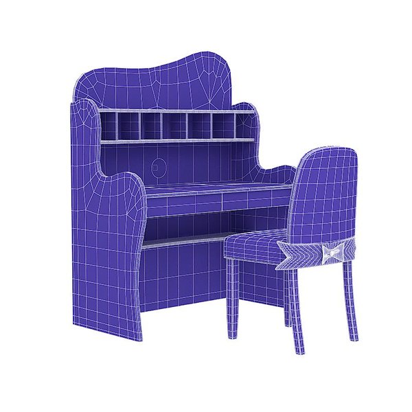 kid computer desk chair furniture 3d 3ds