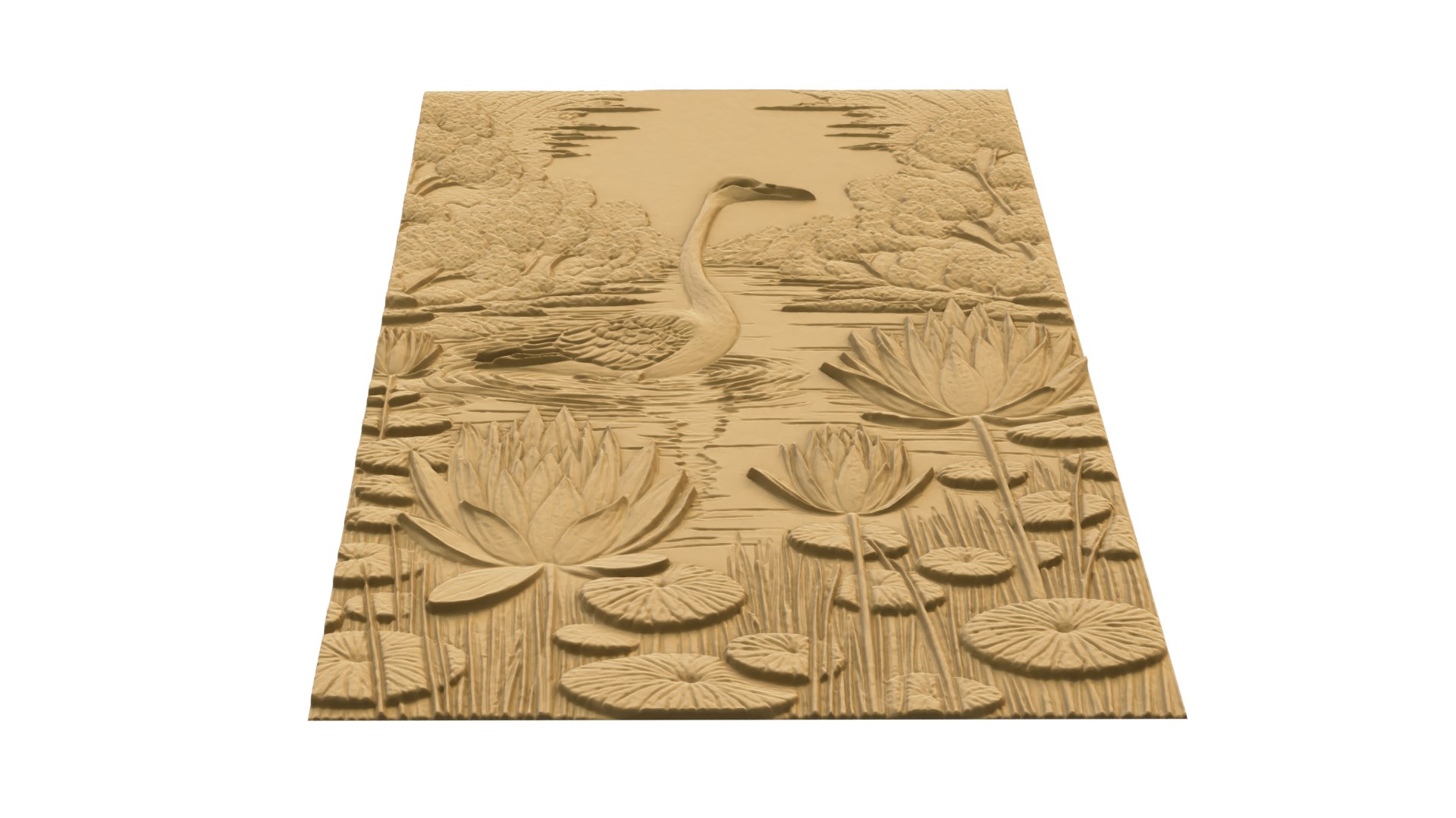 Modern Lotus Panel Wall Decor Set Wall Relief Mural CNC 142 3D Model ...
