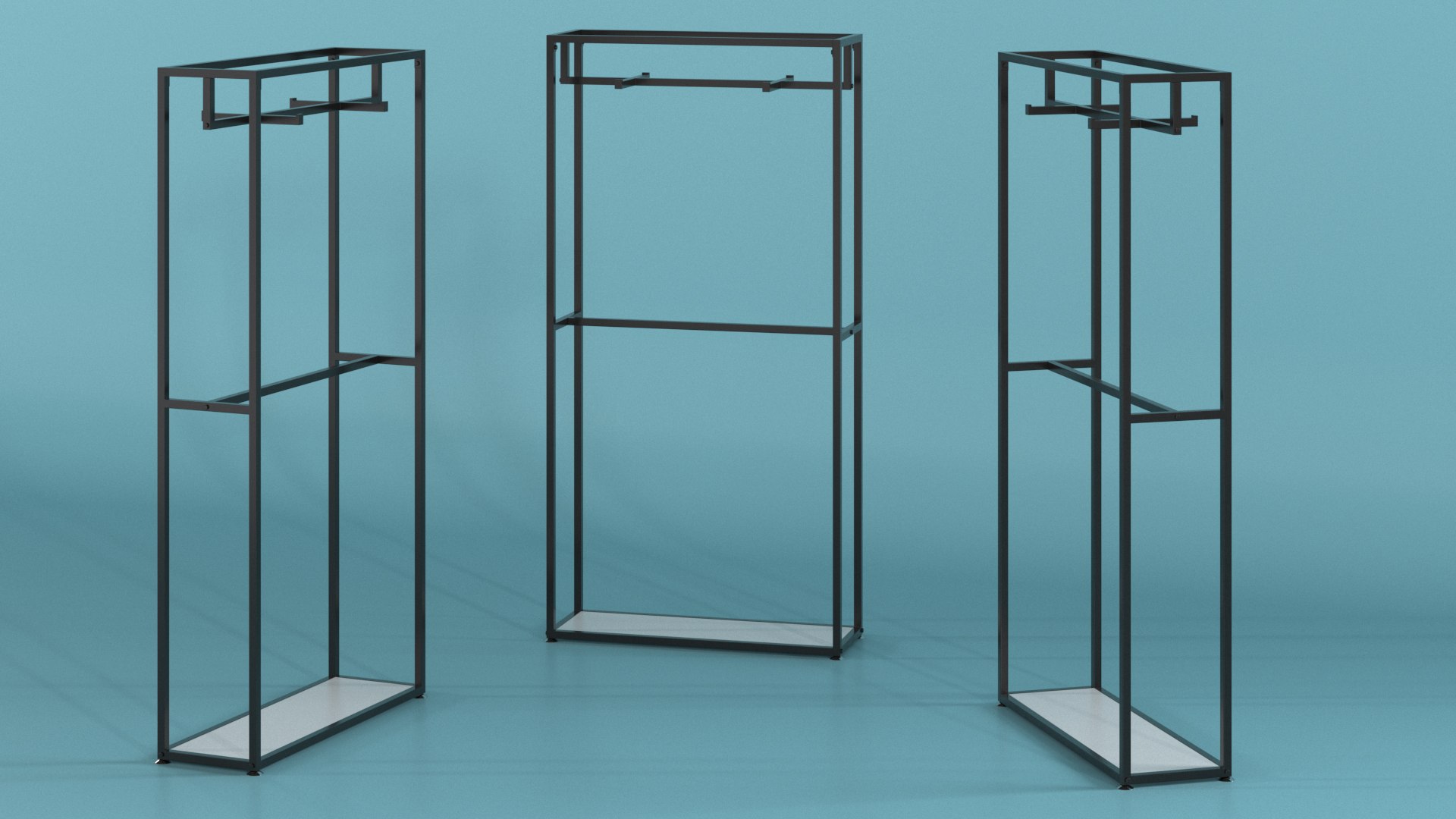 Double Coat Rack Black Model - TurboSquid 2248096