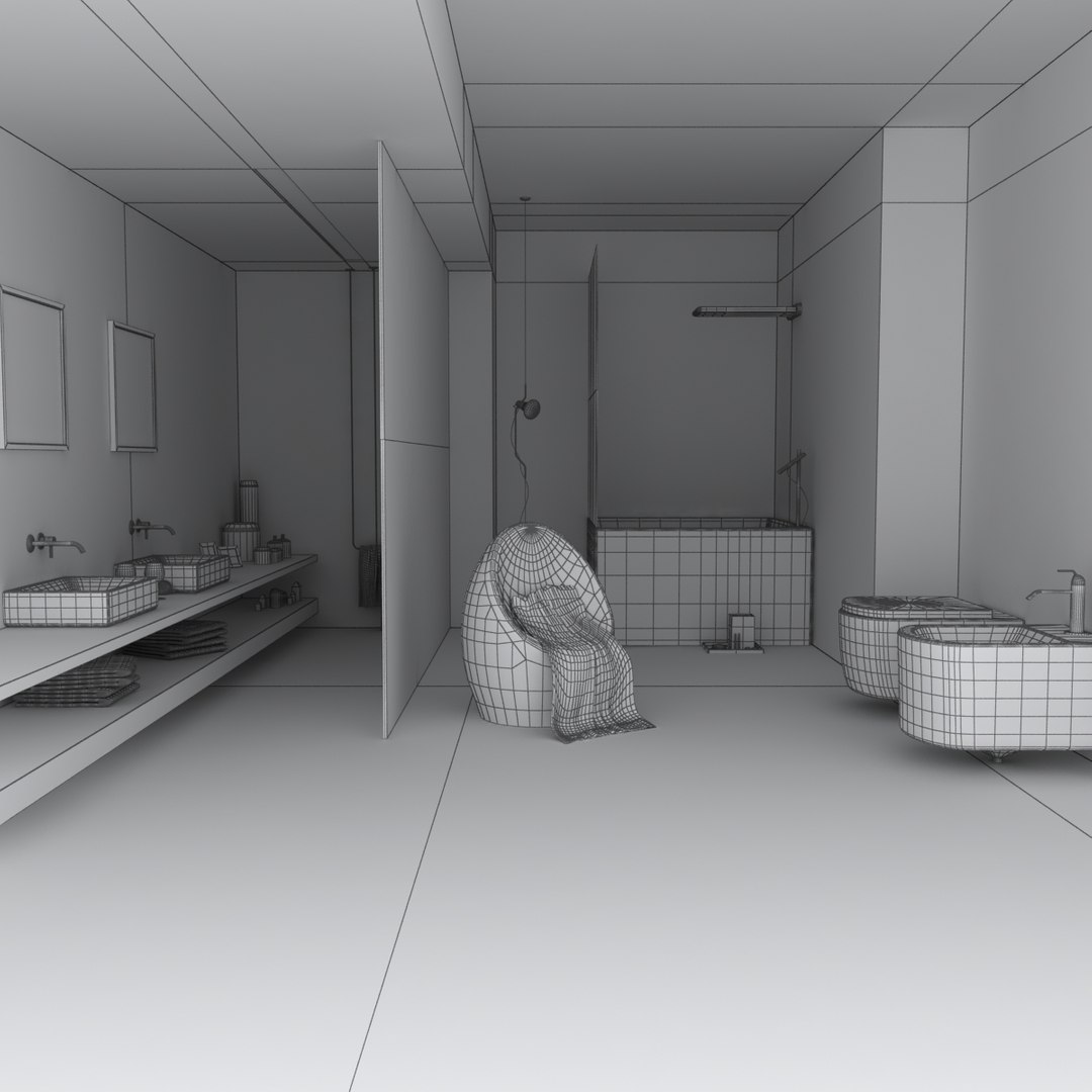 Bath Room Scene 01 3d Model