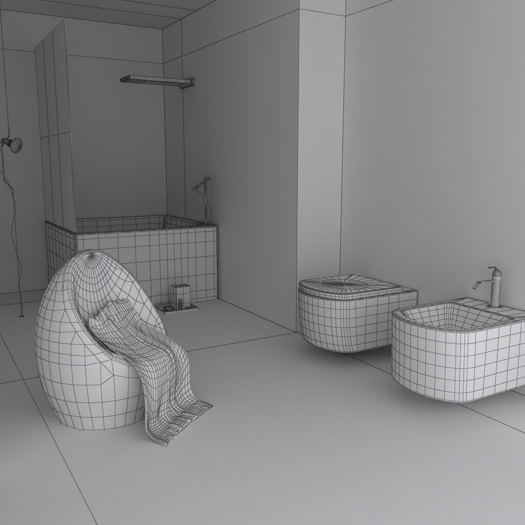 Bath Room Scene 01 3d Model