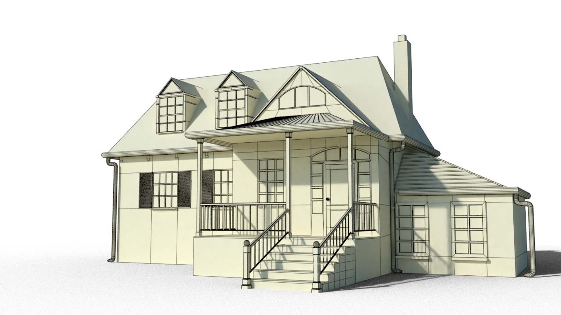 Realistic Colonial House 3D Model - TurboSquid 1250816