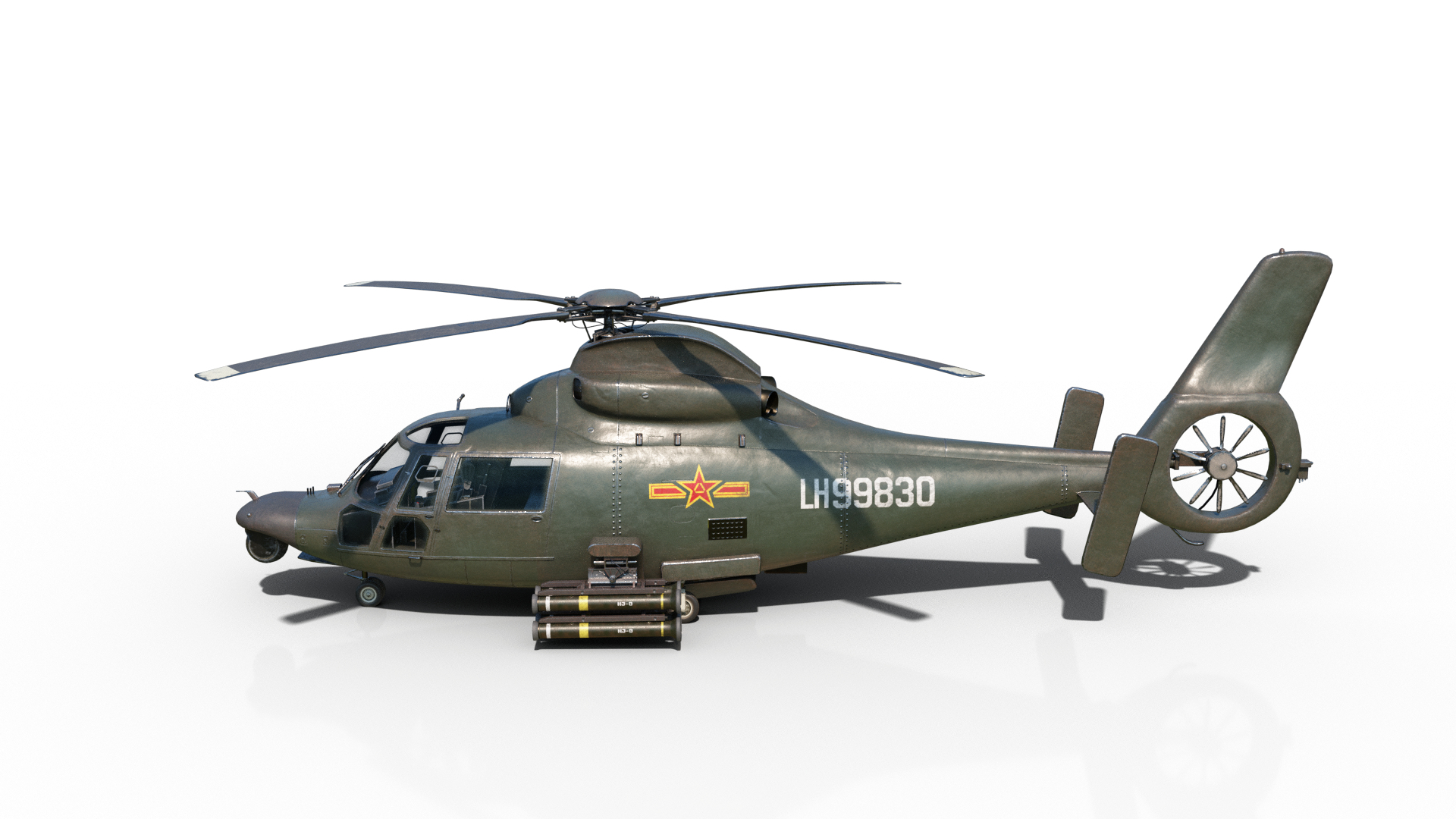 PBR 3 Coatings Chinese Z9 WZ-9 Gunship Z-9 Helicopter 3D - TurboSquid ...
