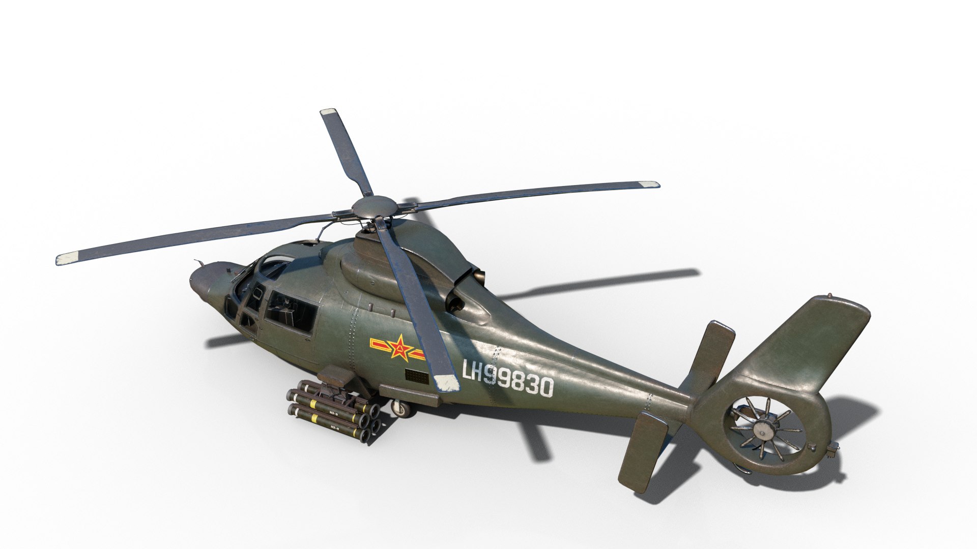 PBR 3 Coatings Chinese Z9 WZ-9 Gunship Z-9 Helicopter 3D - TurboSquid ...