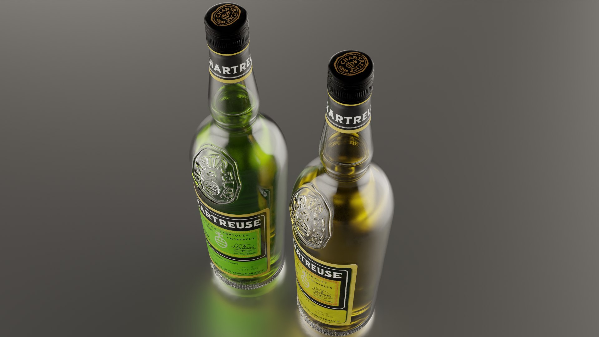 3D Green And Yellow Chartreuse Bottle Model - TurboSquid 2399987