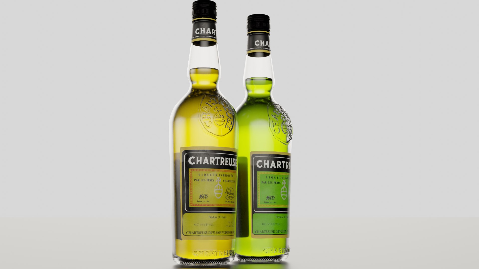 3D Green And Yellow Chartreuse Bottle Model - TurboSquid 2399987