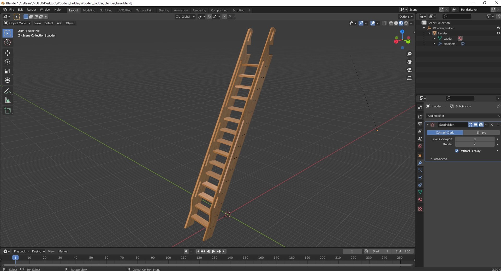 3D Wooden Ladder model - TurboSquid 2097734