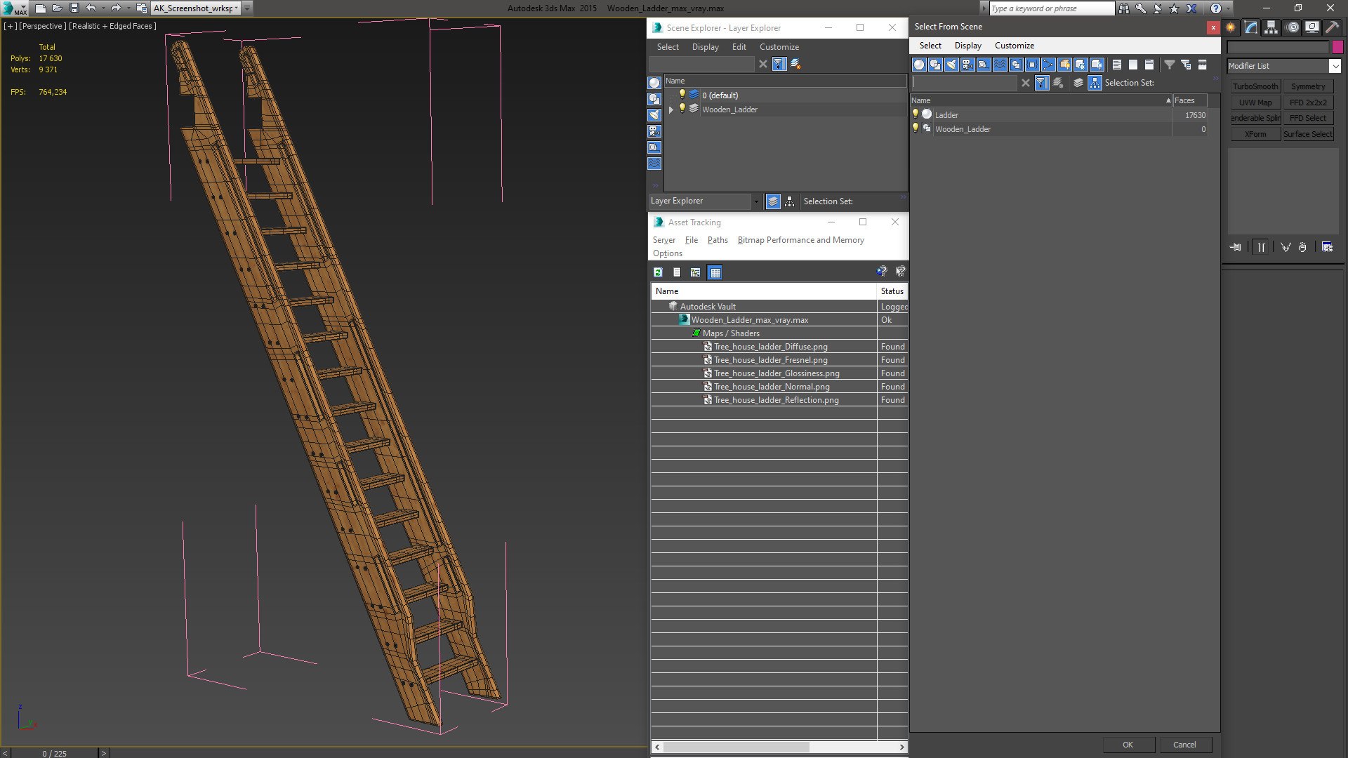 3D Wooden Ladder model - TurboSquid 2097734