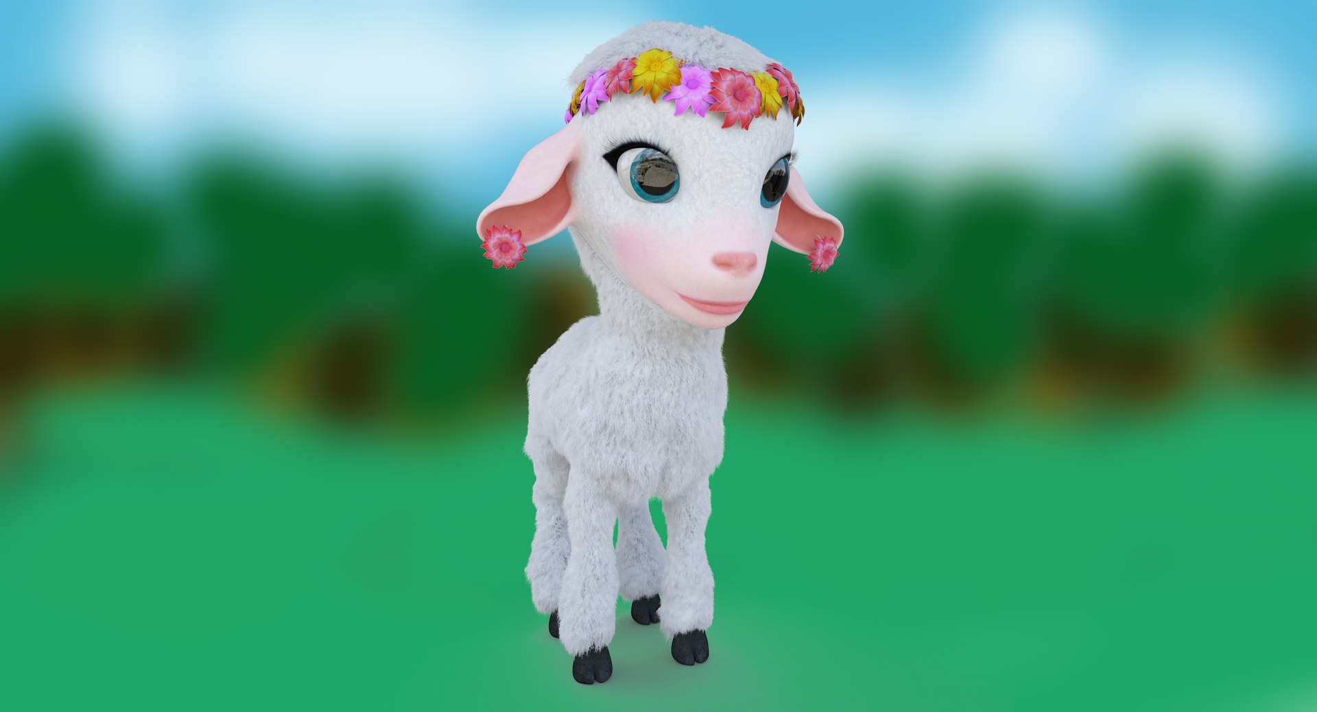 3D Cartoon Girl Lamb Model - TurboSquid 1964089