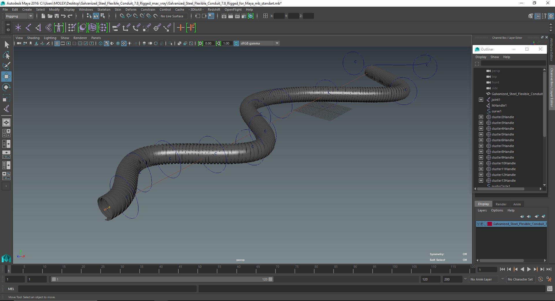 Galvanized Steel Flexible Conduit Rigged For Maya 3D - TurboSquid 2215055