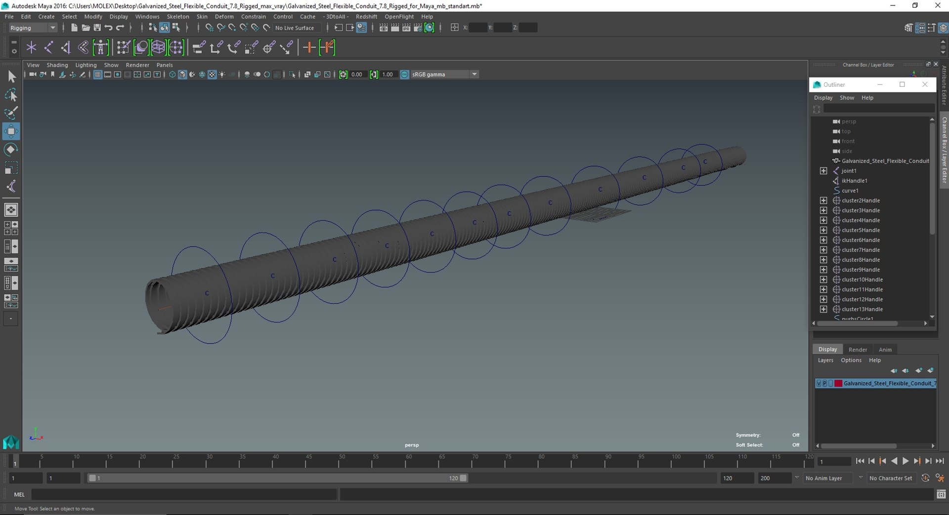 Galvanized Steel Flexible Conduit Rigged For Maya 3D - TurboSquid 2215055