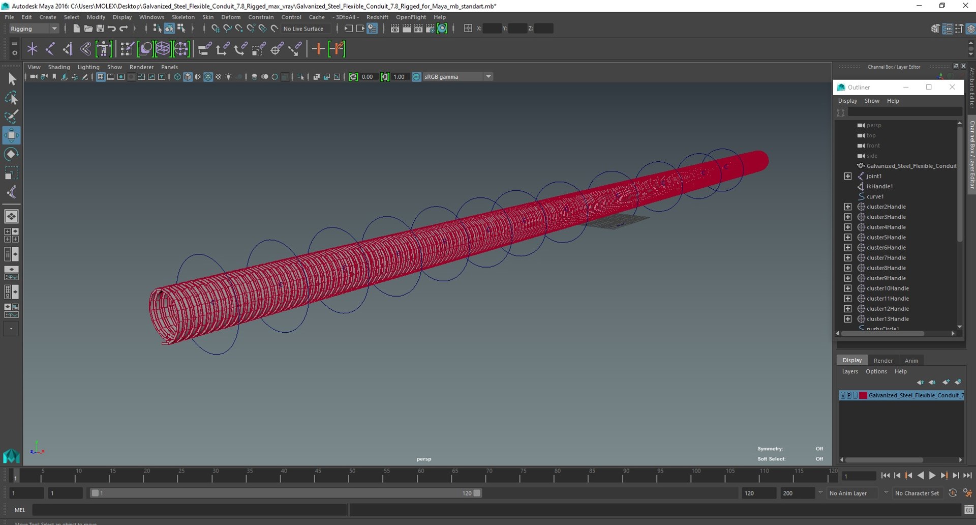 Galvanized Steel Flexible Conduit Rigged For Maya 3D - TurboSquid 2215055
