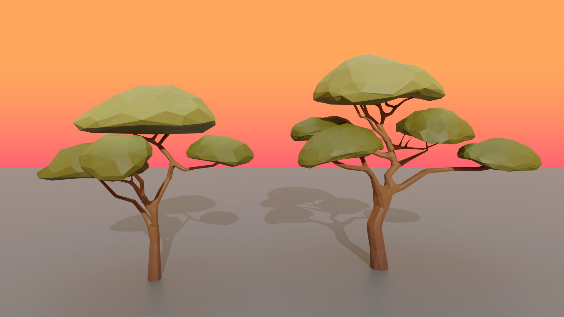 Collection Trees Savannah Biome Low Poly 3D Model - TurboSquid 2217198