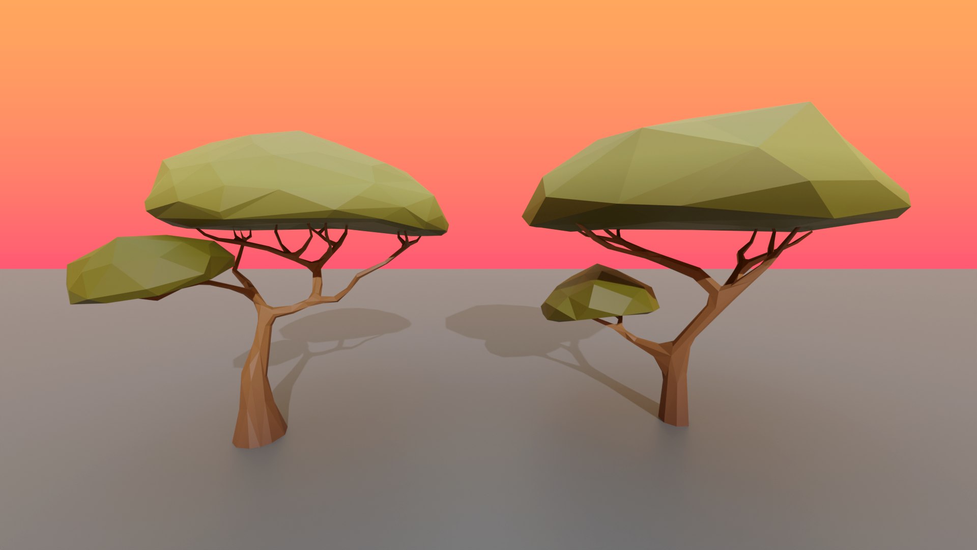 Collection Trees Savannah Biome Low Poly 3D Model - TurboSquid 2217198