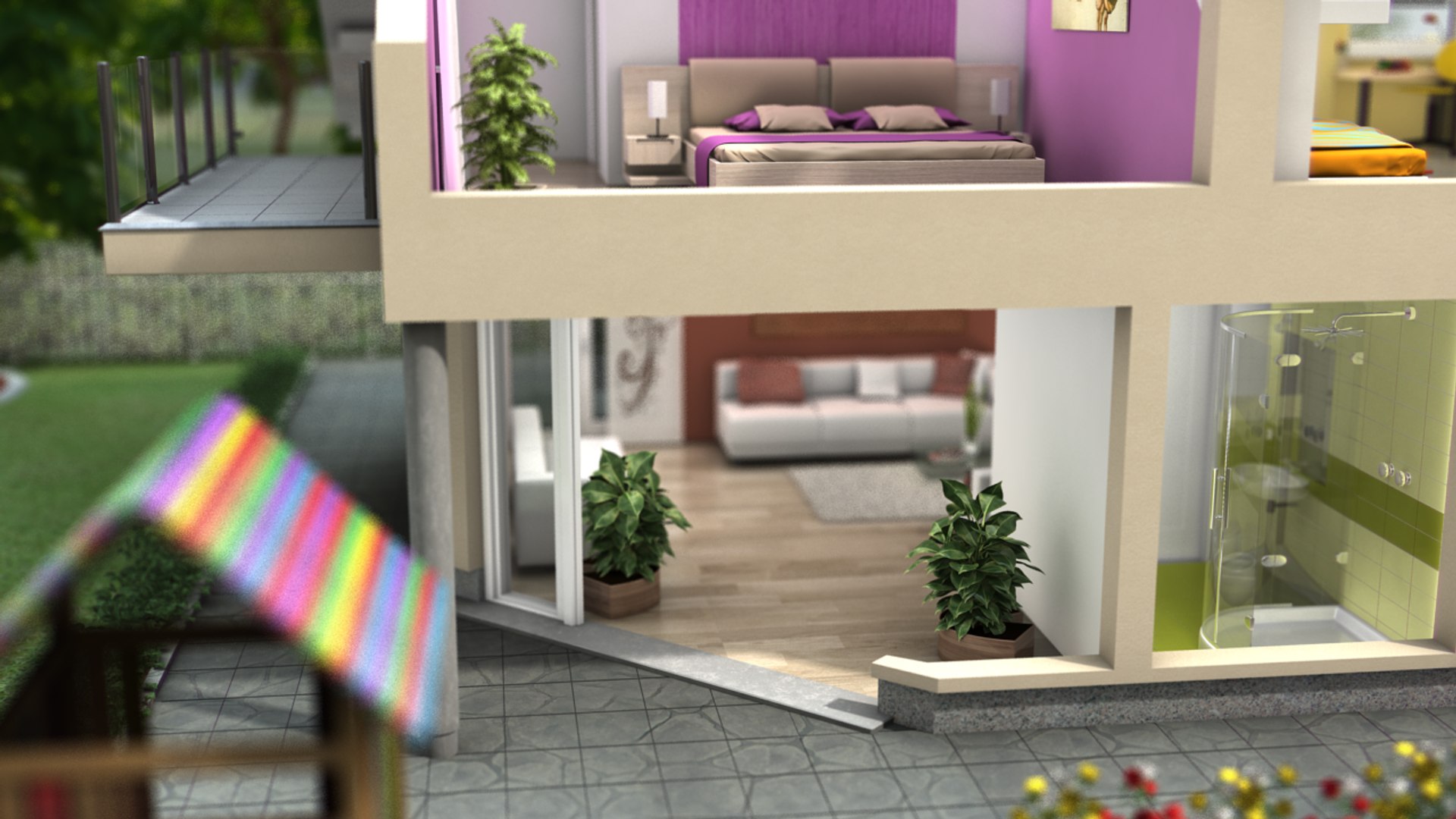 3ds Max House Cross Section