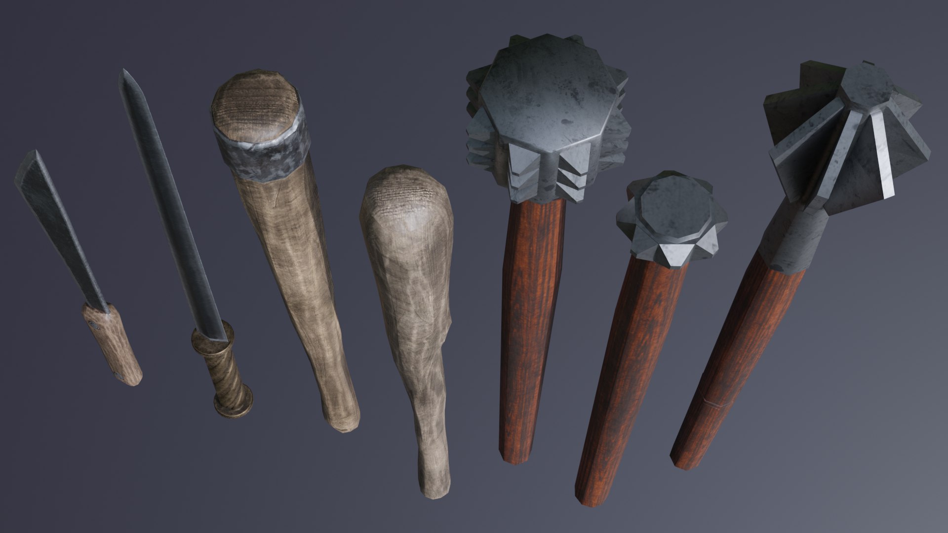 Medieval Maces And Dagger Model - TurboSquid 2085725