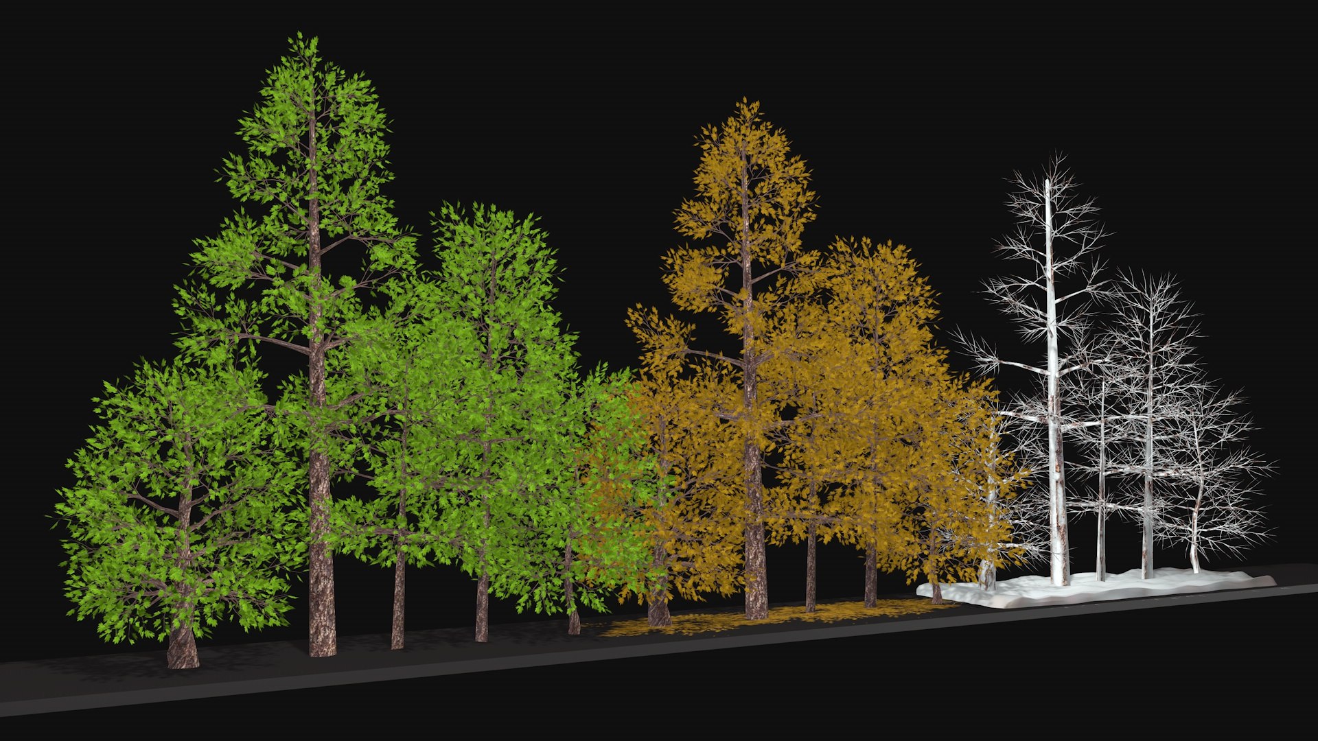 3D Five Low Poly Trees Three Seasons Low Poly - TurboSquid 2392547