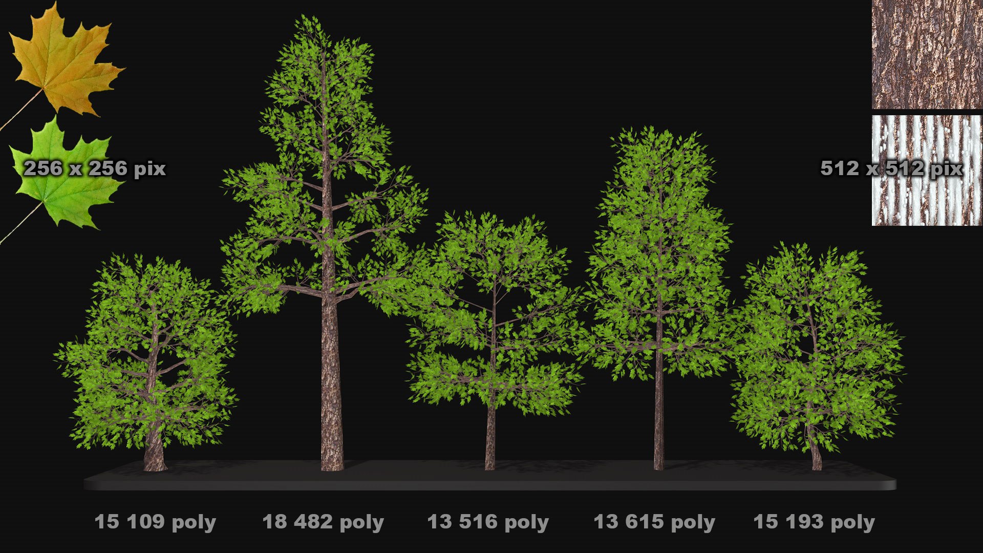 3D Five Low Poly Trees Three Seasons Low Poly - TurboSquid 2392547