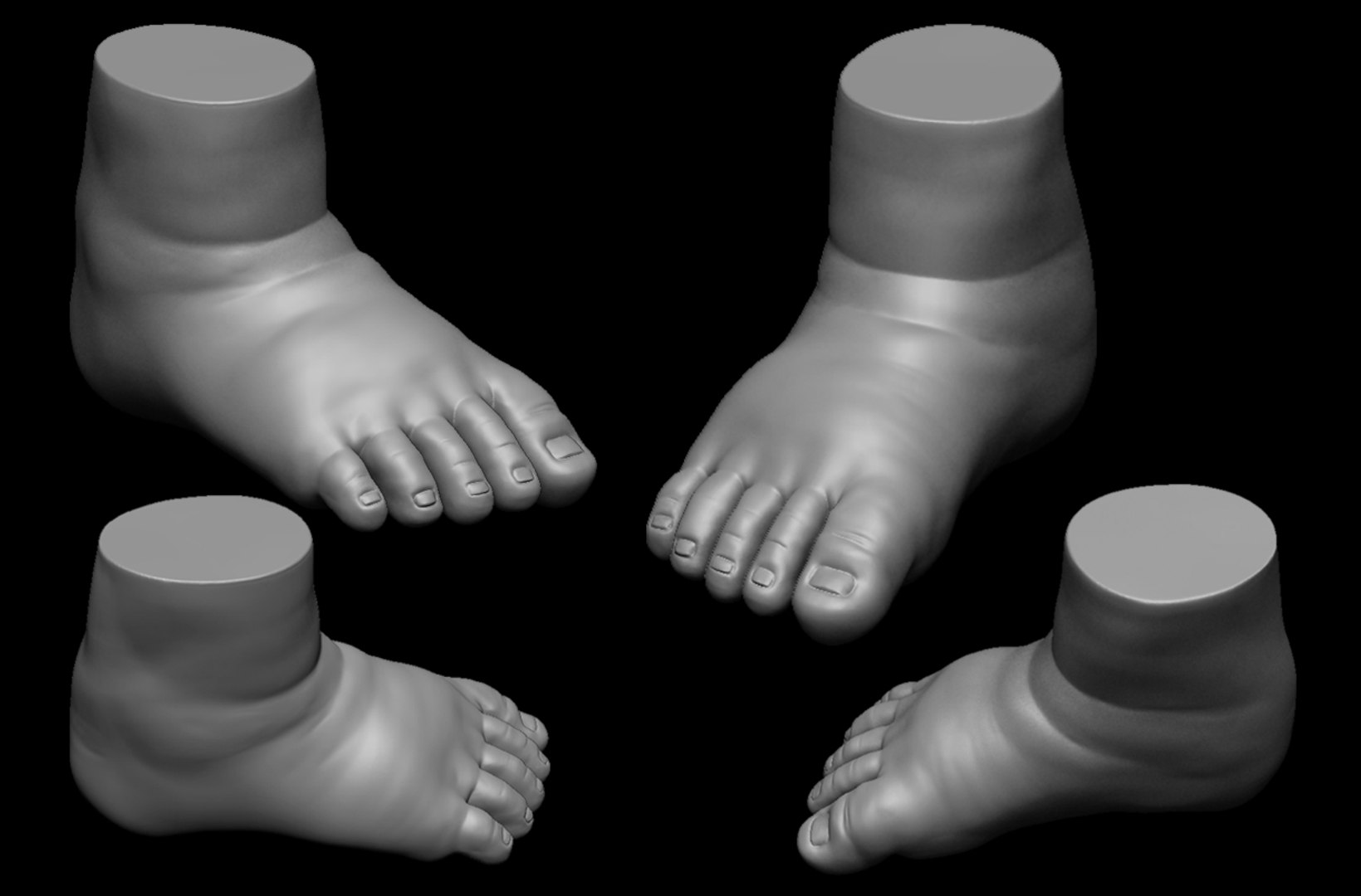 3D 4 differents feet model - TurboSquid 1419099