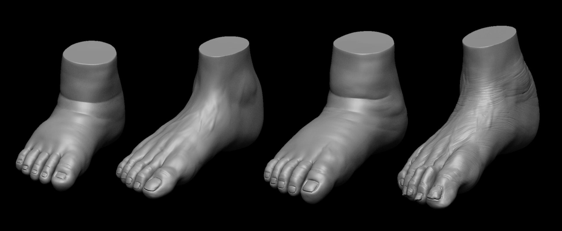 3D 4 differents feet model - TurboSquid 1419099
