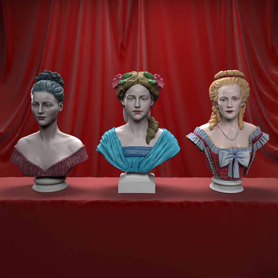 3d decorative female busts model