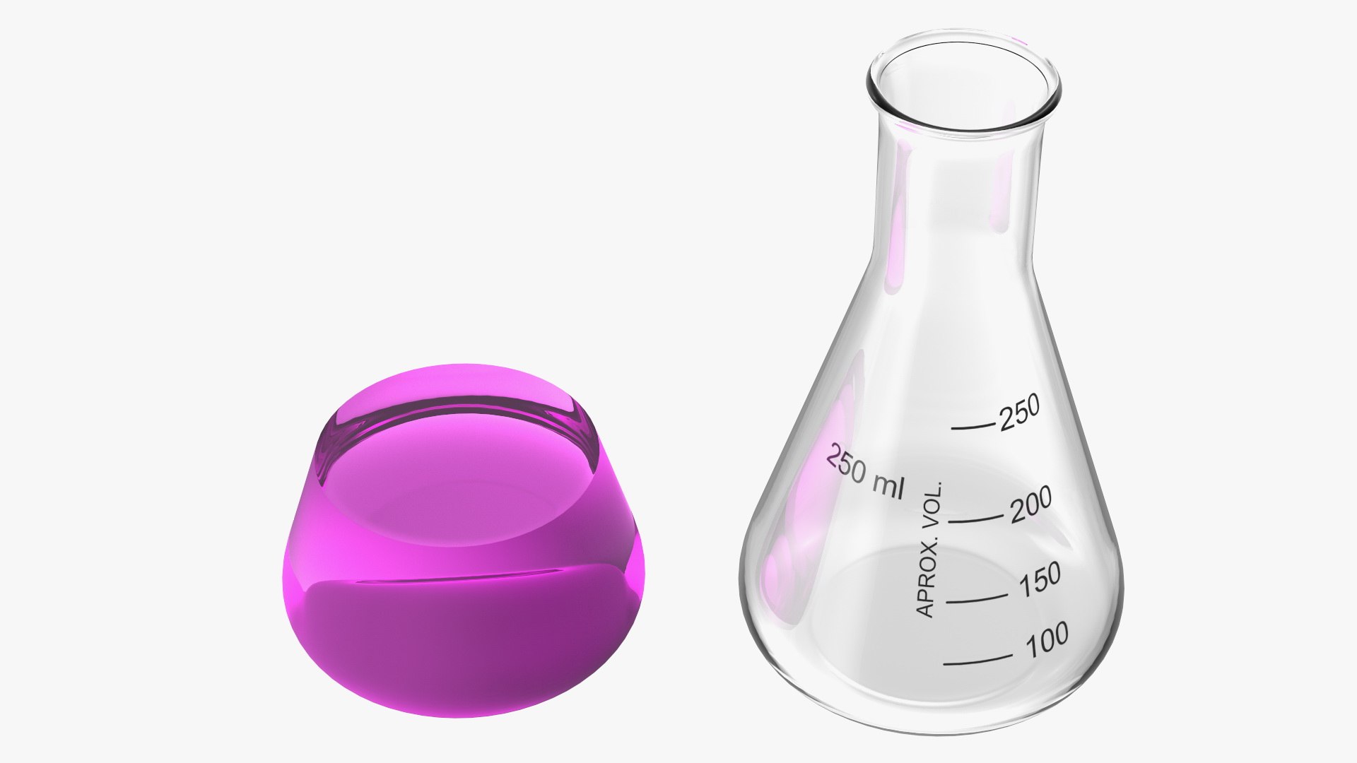 3D Model Potassium Permanganate In Narrow Mouth Erlenmeyer Flask 250 Ml - TurboSquid 2136285