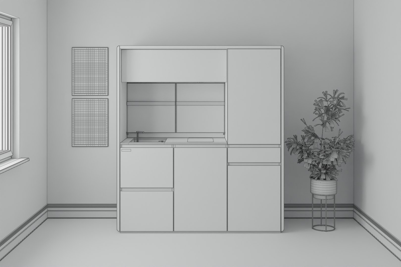 Mini Kitchen - Pocket Kitchen - 3 Configurations Included 3D Model ...