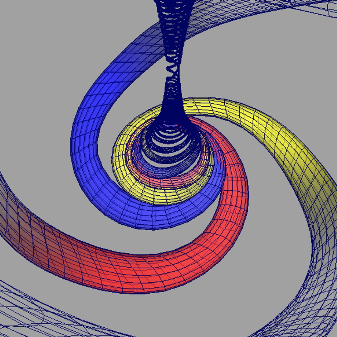 3d spirals trio colored model
