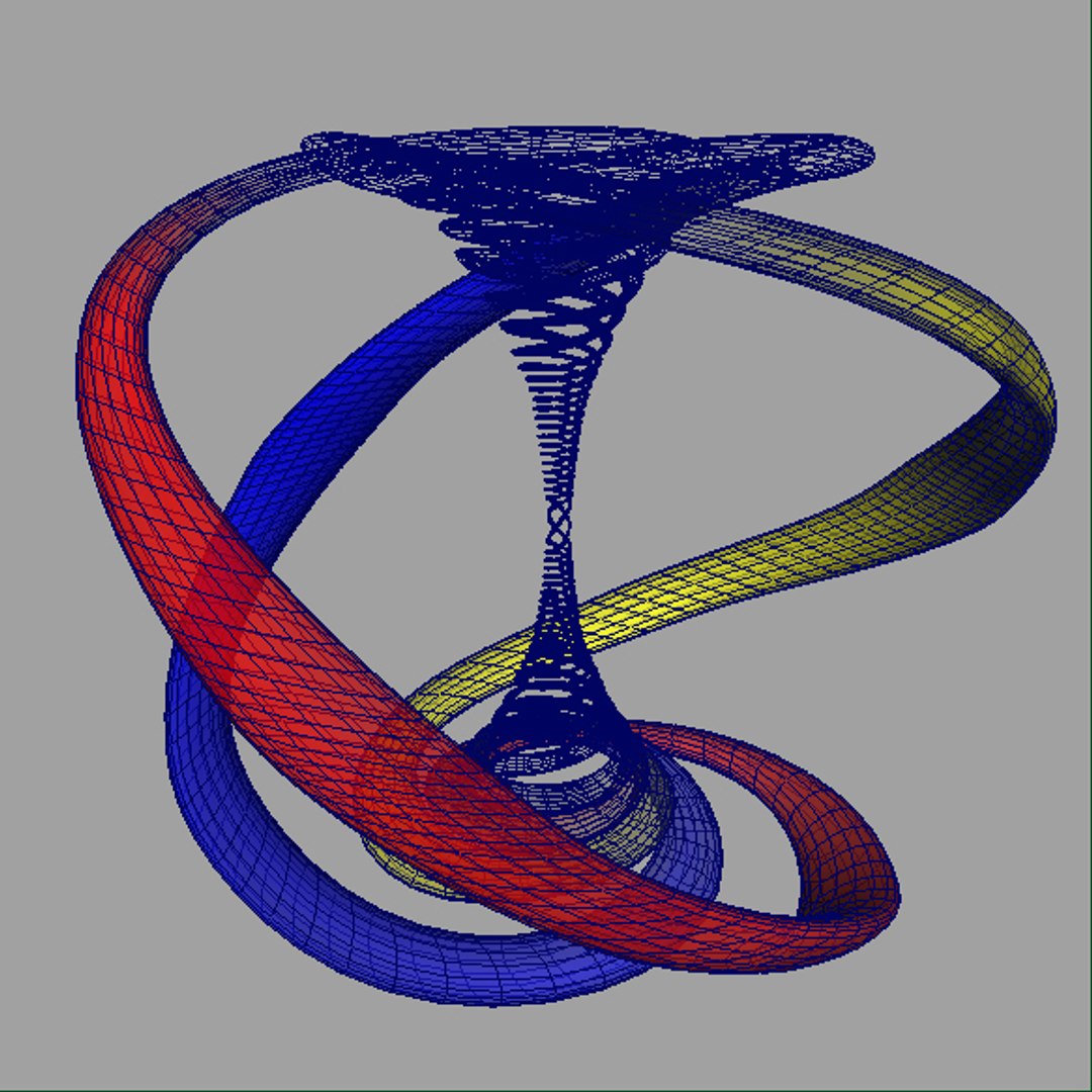3d spirals trio colored model