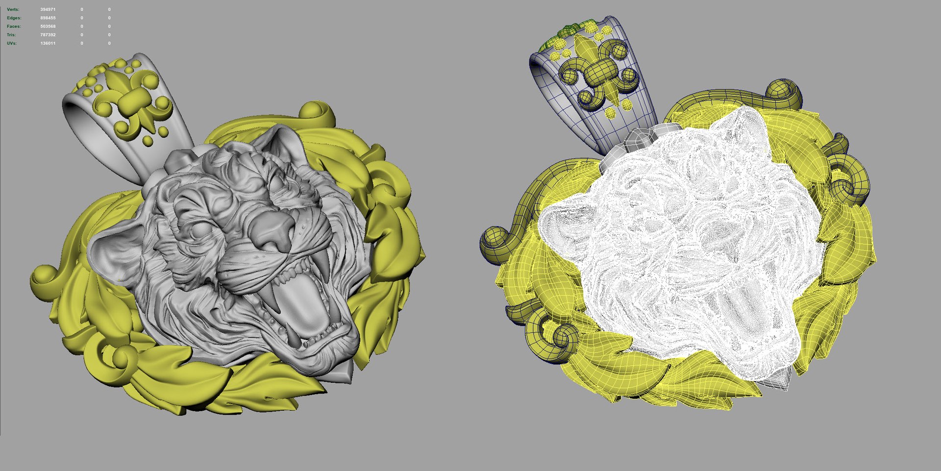 3D Jewelry Necklace Tiger Pendant with Patterns 0323 Stl 3dm Fbx ...