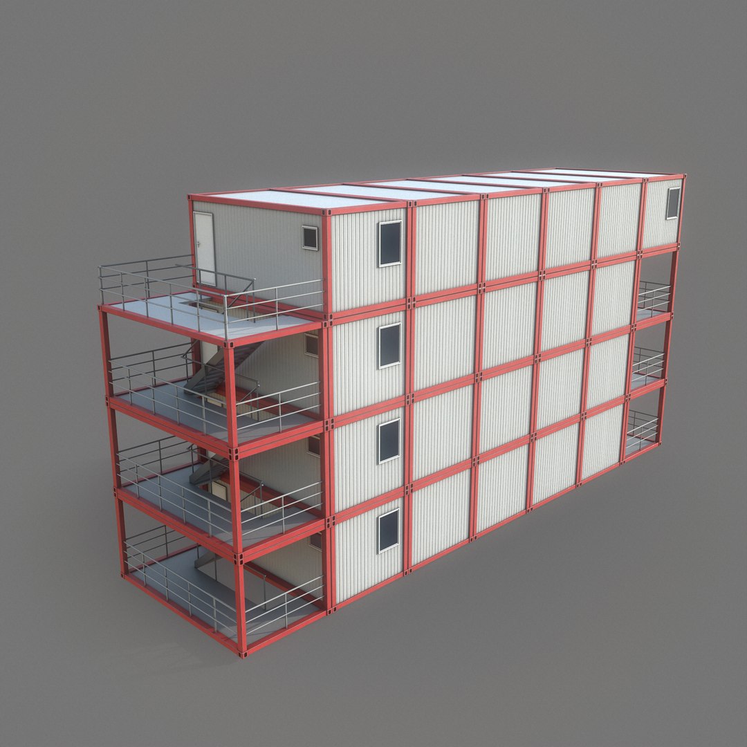 3D Model Container Building 02 - TurboSquid 2007460