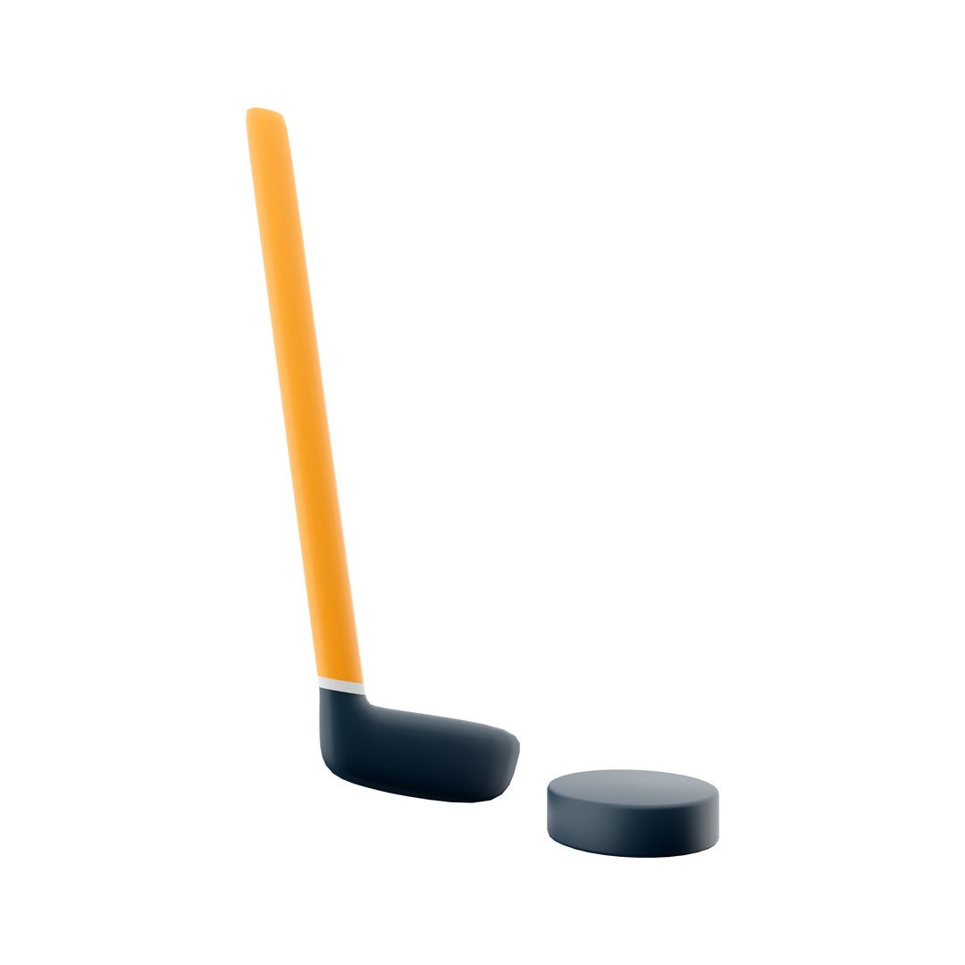 3D Hockey Stick And Puck Icon Model - TurboSquid 2049388