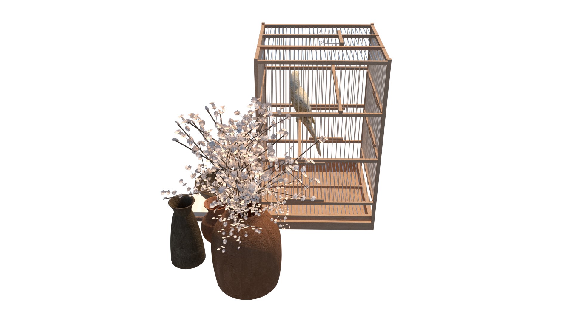 3D Birds Cage With Decor Model - TurboSquid 2346486