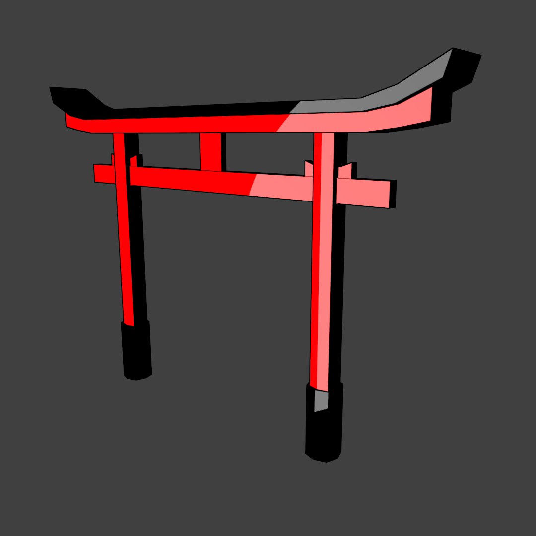 Torii Gate Low-poly 3d Obj