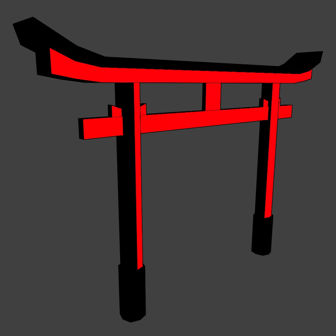 Torii Gate Low-poly 3d Obj