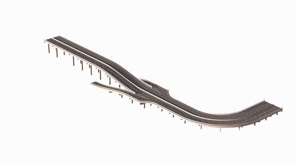 Connectable Highway Road Elements Entrance Ramp model - TurboSquid 1984157