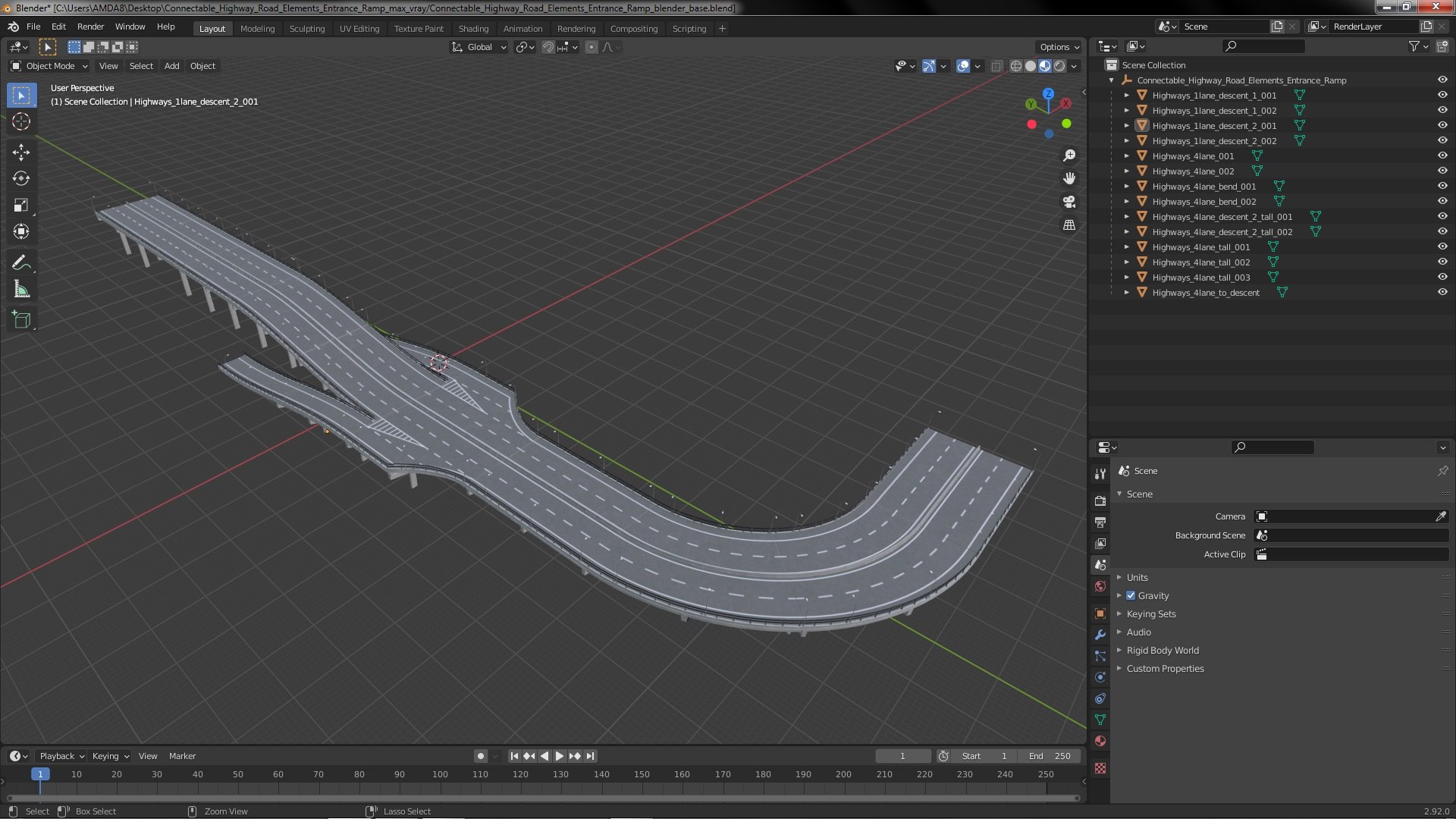 Connectable Highway Road Elements Entrance Ramp Model - TurboSquid 1984157